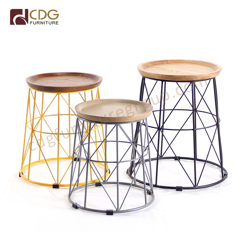 Bistro Wire Base Modern Round Coffee Table Set Furniture 758CT-SET - jiemei