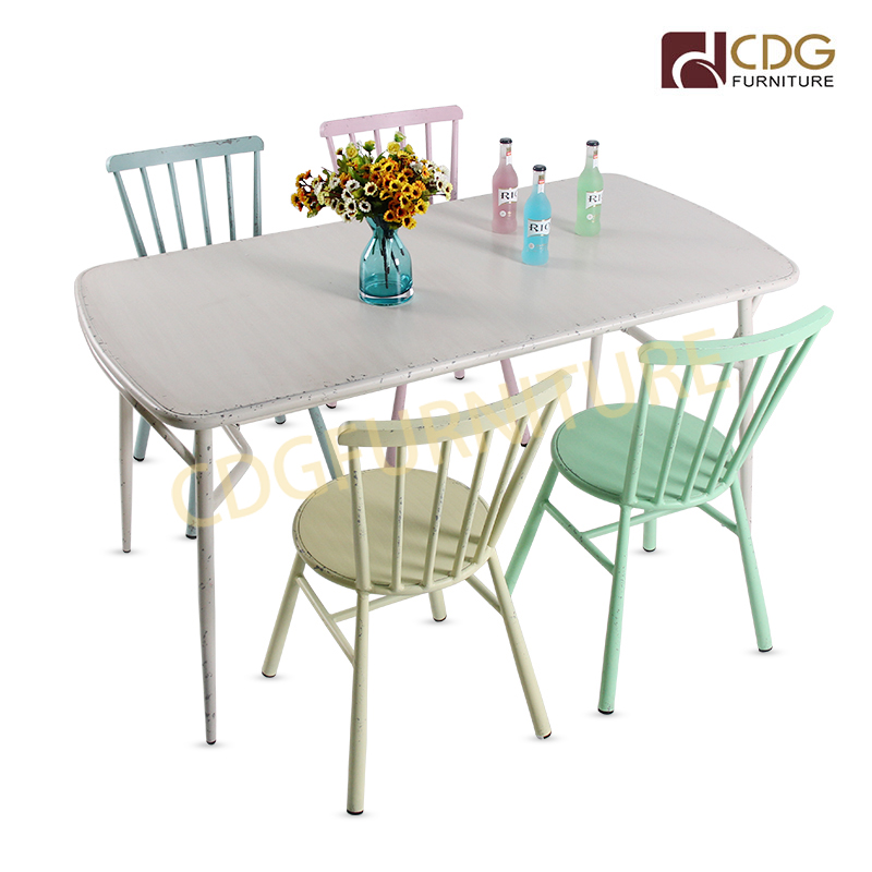 Modern European Marble Top Bistro Table Set Vintage Aluminium Square ...