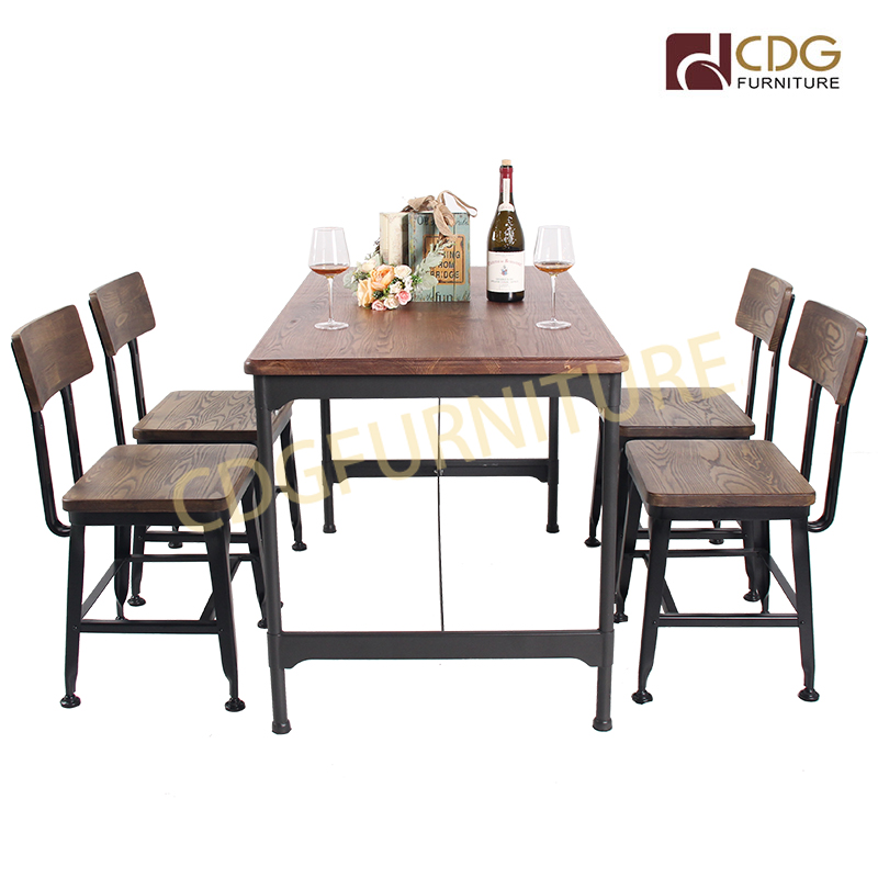 Design Industrial Finish Heavy Duty Metal Frame Dining Table For ...