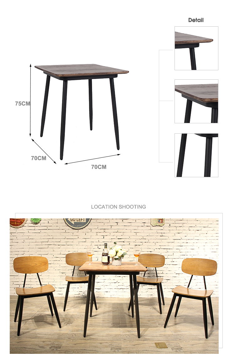 Industrial Furniture Solid Wood Top Square Cafe Dining Table 658DT-STW ...