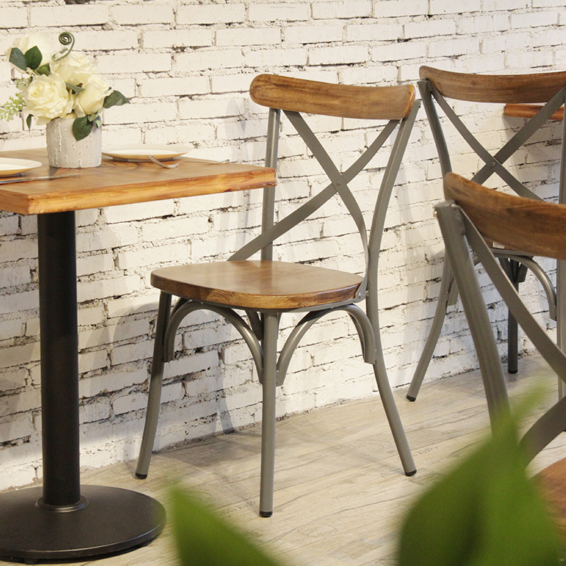 Commercial Industrial Metal Wooden Banquet X Cross Back Chair-657F-H45 ...