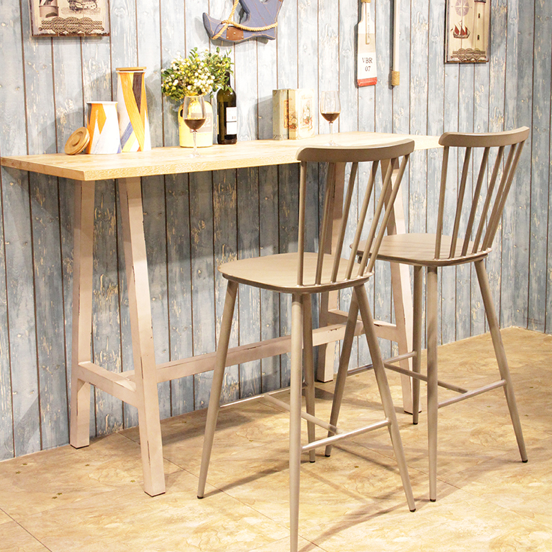 Wood Top Cafe Bistro Tall Long Bar Table 649BT-STW-RE14070 - jiemei